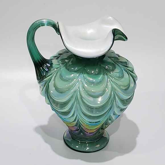 Fenton | Art | 999 Fenton Art Glass Carnival Green Overlay Irredescent ...